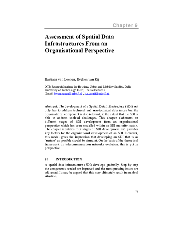 Pdf Assessment Of Spatial Data Infrastructures From An Organisational Perspective Bastiaan