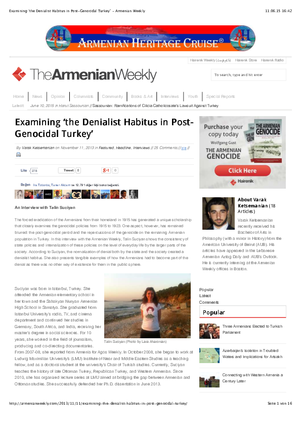 (PDF) Examining 'the Denialist Habitus in Postgenocidal Turkey'