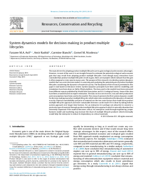 (PDF) System dynamics models for decision making in product multiple ...