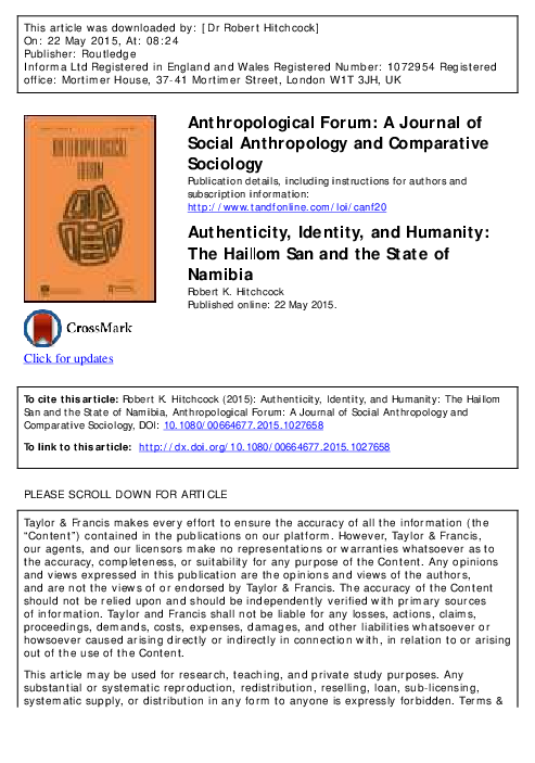 (PDF) Authenticity, Identity, and Humanity: The Hai‖om San and the ...