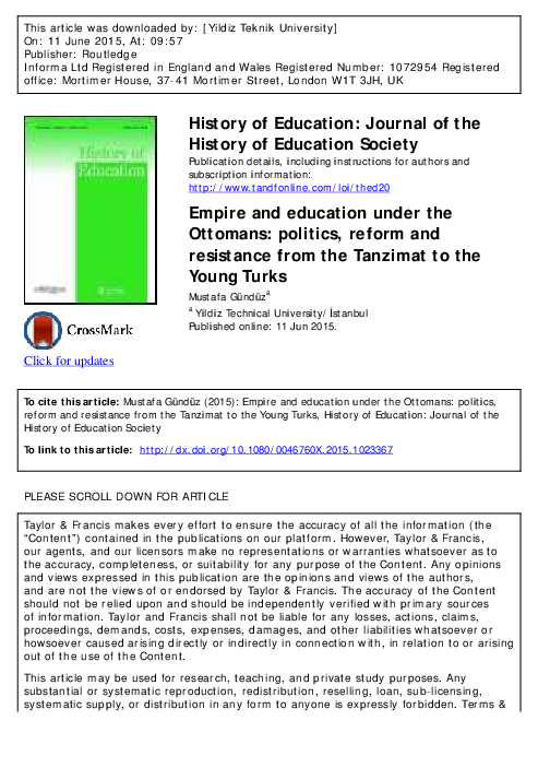 (PDF) Empire and education under the Ottomans, reform, and resistance ...