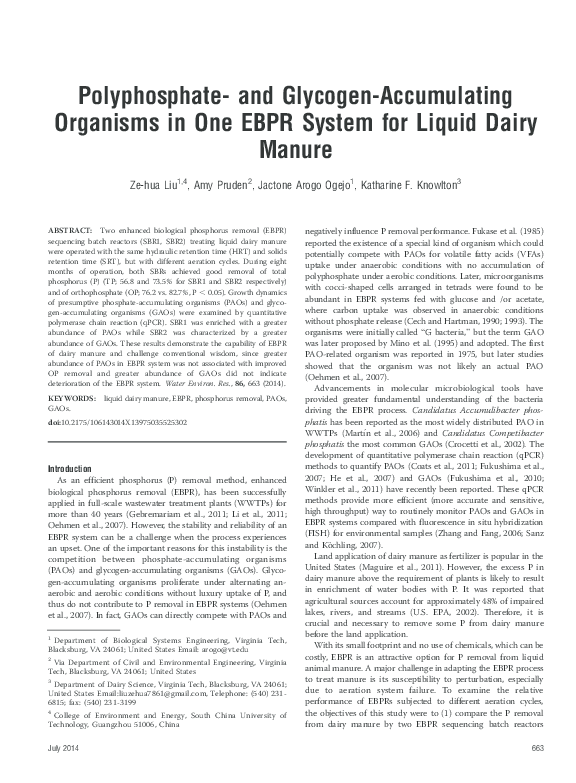 (PDF) Polyphosphate-and Glycogen-Accumulating Organisms in One EBPR ...