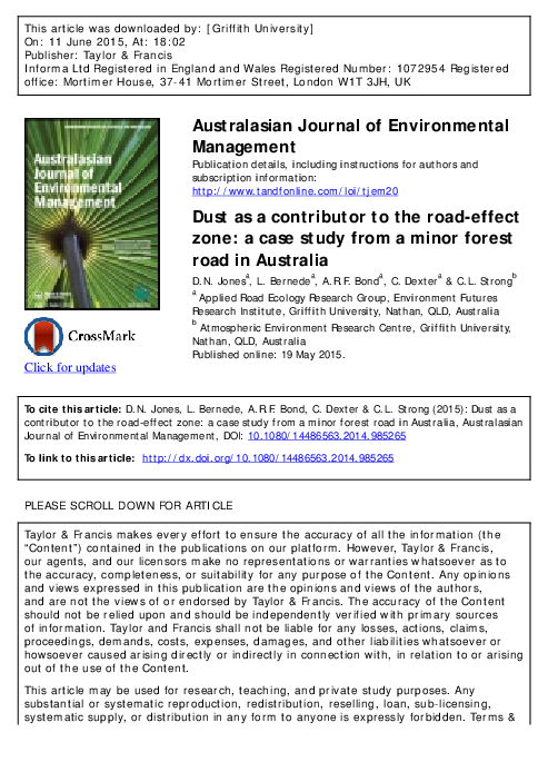 (PDF) Dust as a contributor to the road-effect zone: a case study from ...