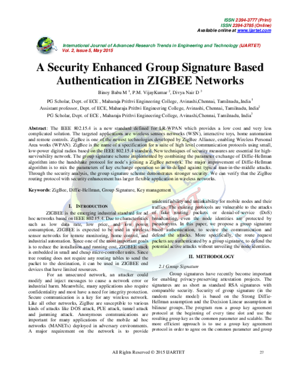 (PDF) A Security Enhanced Group Signature Based Authentication in ...