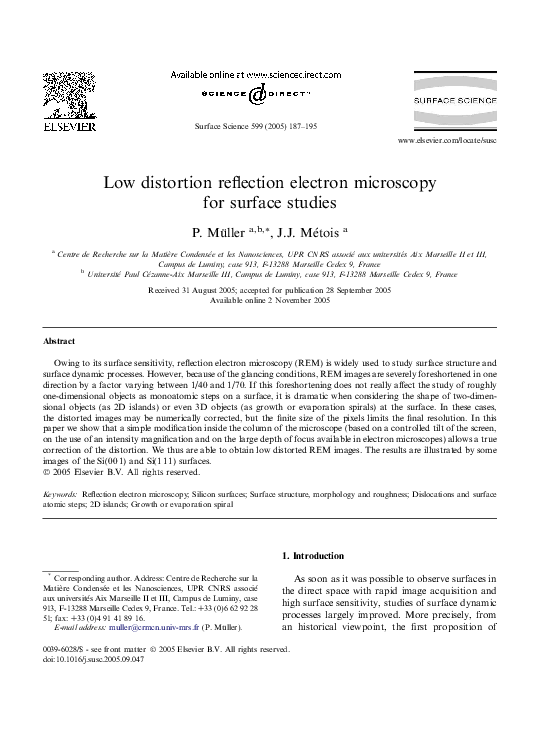 (PDF) Low distortion reflection electron microscopy for surface studies