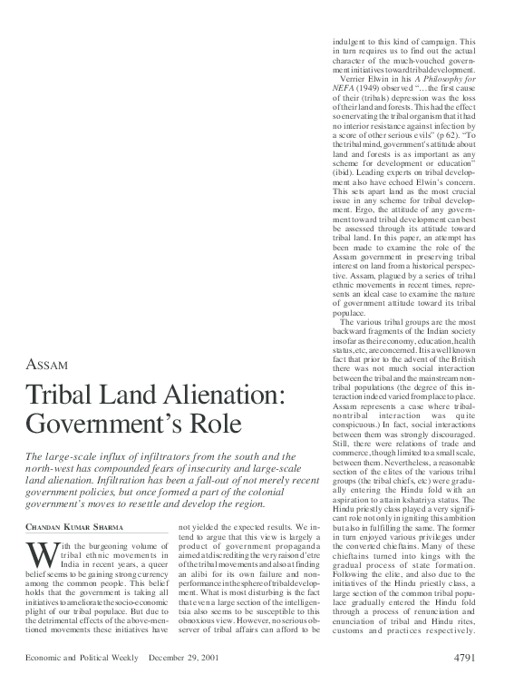 (PDF) Tribal Land Alienation in Assam