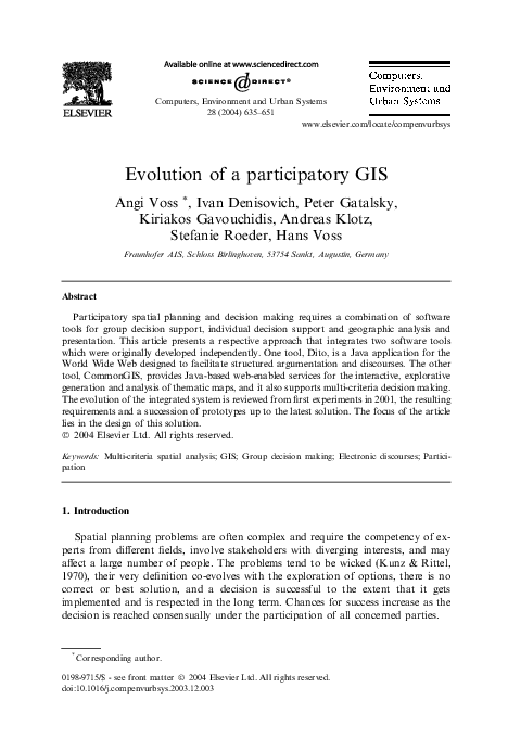 (PDF) Evolution of a participatory GIS