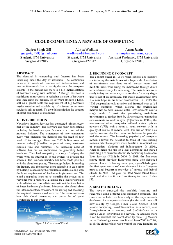 (PDF) Cloud Computing: A New Age of Computing