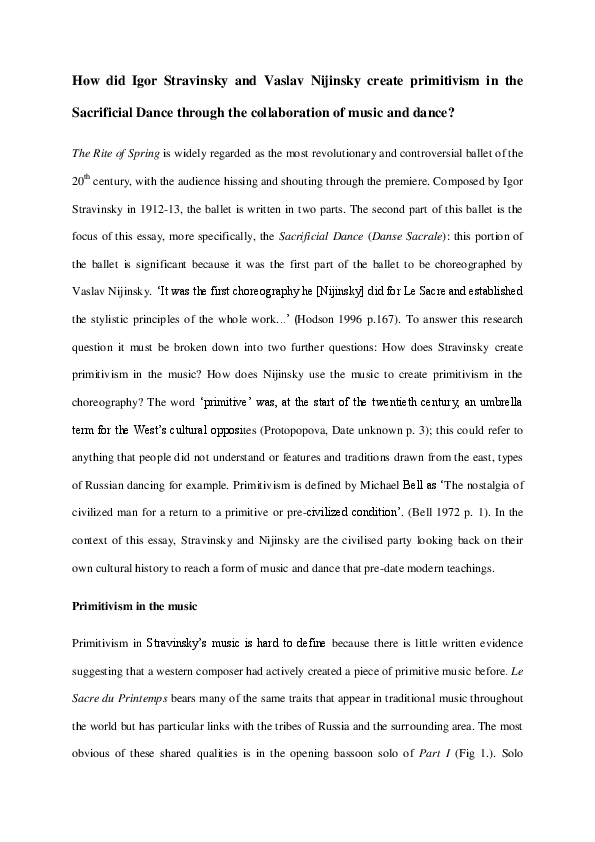 (PDF) How did Igor Stravinsky and Vaslav Nijinsky create primitivism in ...