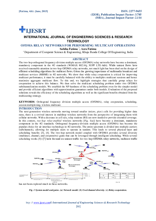 Pdf Ofdma Relay Networks For Performing Multicast Operations