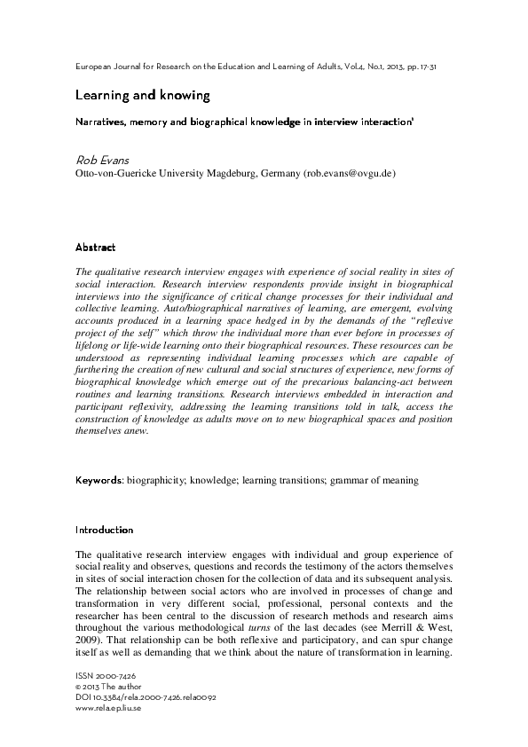 (PDF) Learning and knowing Learning and knowing Learning and knowing ...