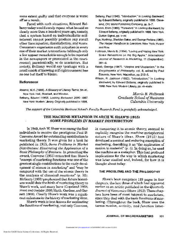 (PDF) The Machine Metaphor in Arch W. Shaw's (1915) "Some Problems in ...