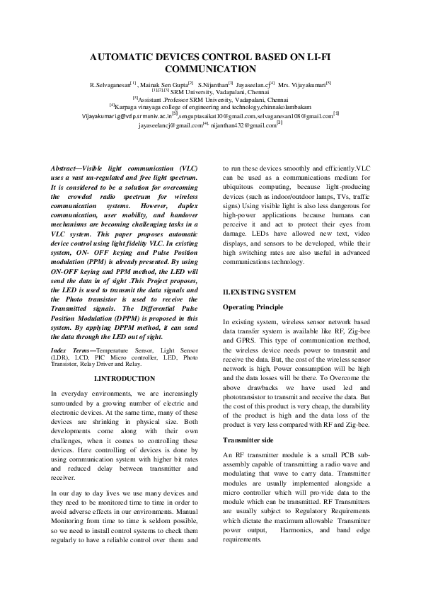 (PDF) LIFI AUTOMATIC DEVICES CONTROL BASED ON LI-FI COMMUNICATION