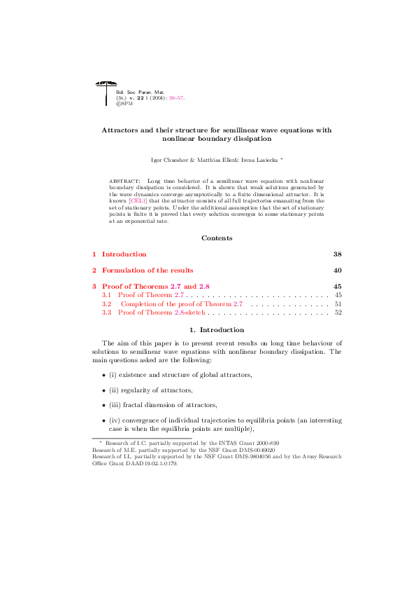 Pdf Attractors And Their Structure For Semilinear Wave Equations With