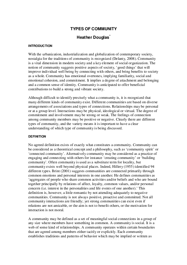 (PDF) Types of Community