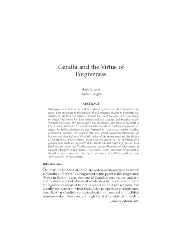 (PDF) • Gandhi and the virtue of forgiveness