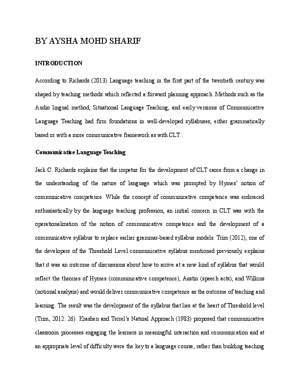 (DOC) Communicative language teaching method and Situational and ...
