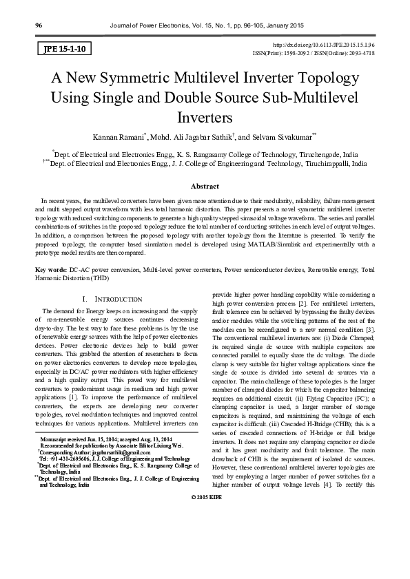 Pdf Symmetric Multilevel Inverter Topology 