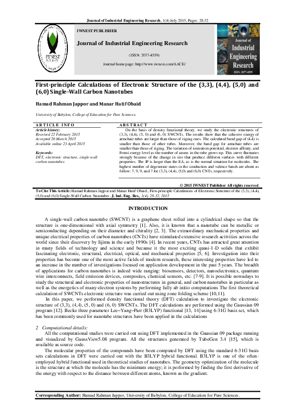 Pdf First Principle Calculations Of Electronic Structure Of The 3 3