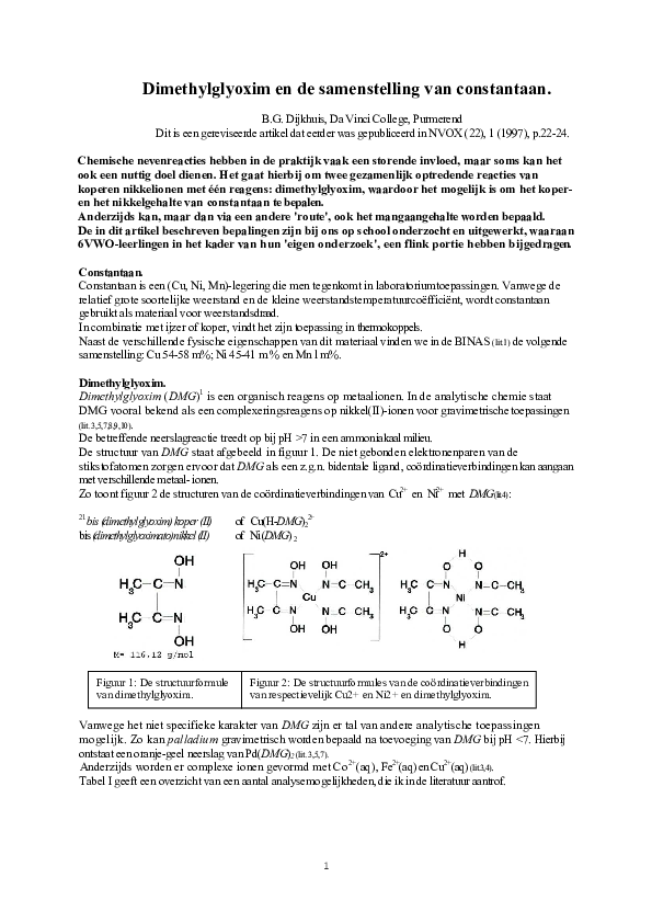 (PDF) Dimethylglyoxim en de samenstelling van constantaan.