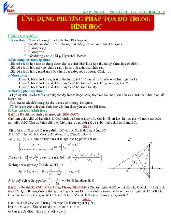 (PDF) ỨNG DỤNG PHƯƠNG PHÁP TỌA ĐỘ VÀO HÌNH HỌC øNG DôNG PH¦¥NG PH¸P TäA §é TRONG H×NH HäC
