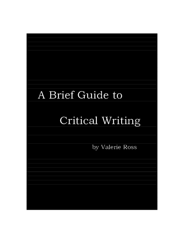(PDF) A Brief Guide to Critical Writing