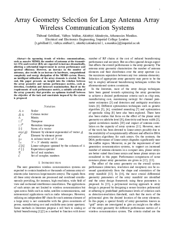 Pdf Array Geometry Selection For Large Aperture Array Wireless