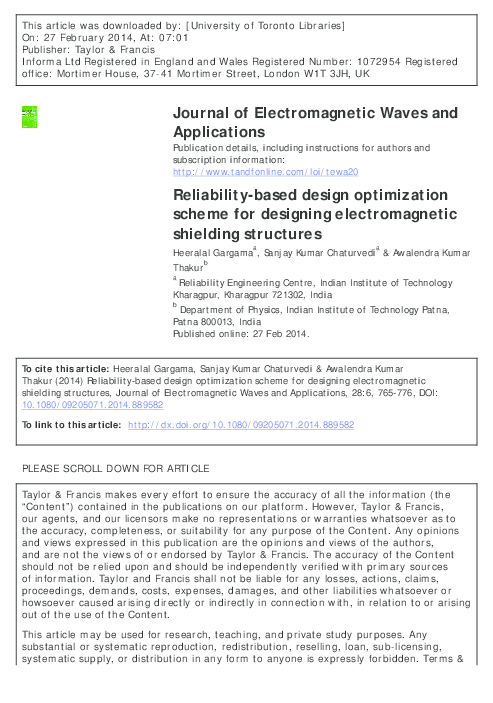 (PDF) Reliability-based design optimization scheme for designing electromagnetic shielding ...
