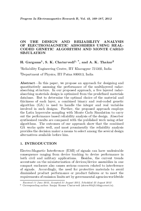 (PDF) On the design and reliability analysis of electromagnetic absorbers using real-coded ...