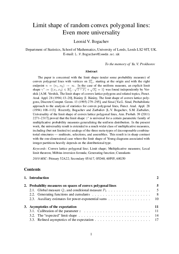 Pdf Limit Shape Of Random Convex Polygonal Lines Even More Universality
