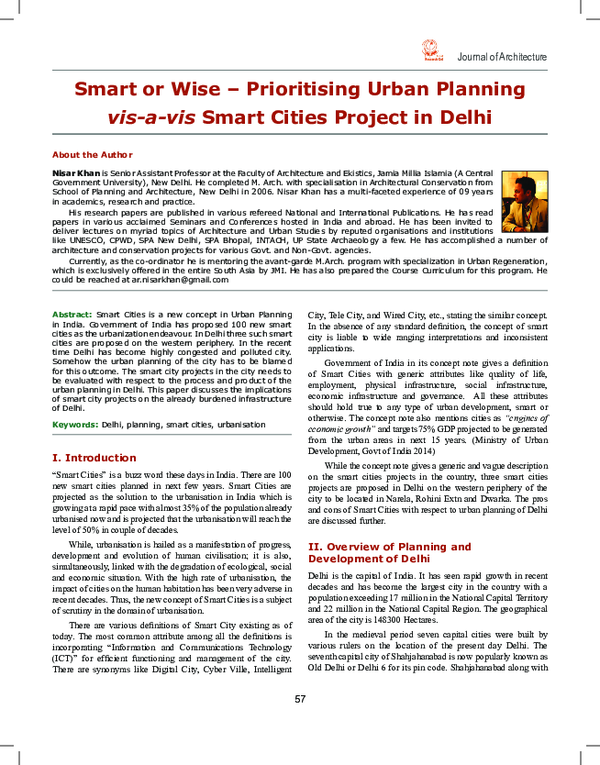 (PDF) Smart or Wise – Prioritising Urban Planning vis-a-vis Smart ...