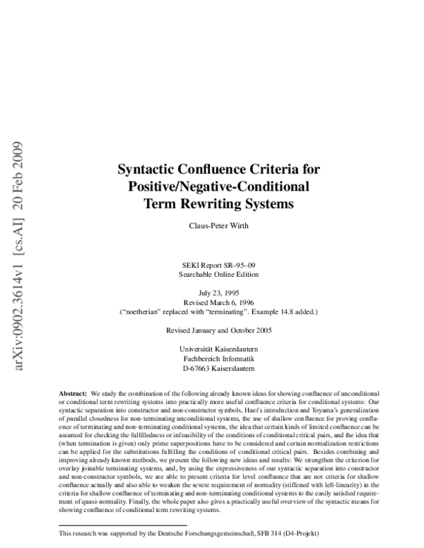 Pdf Syntactic Confluence Criteria For Positivenegative Conditional Term Rewriting Systems