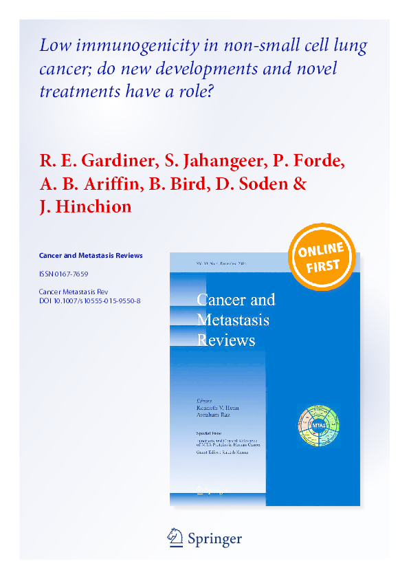 (PDF) CLINICAL Low immunogenicity in non-small cell lung cancer; do new ...