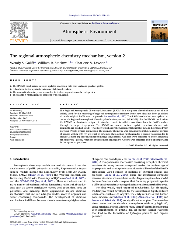 (PDF) The Regional Atmospheric Chemistry Model, Version 2