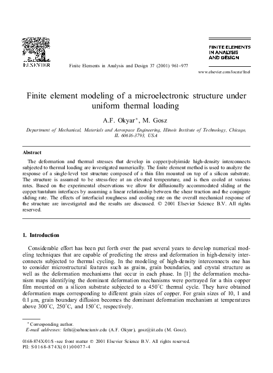 (PDF) Finite element modeling of a microelectronic structure under uniform thermal loading