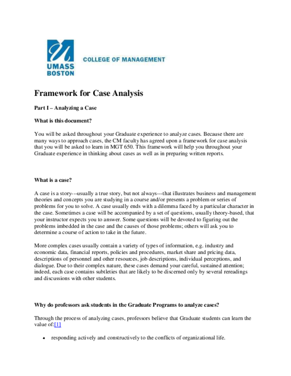 (PDF) Framework for Case Analysis