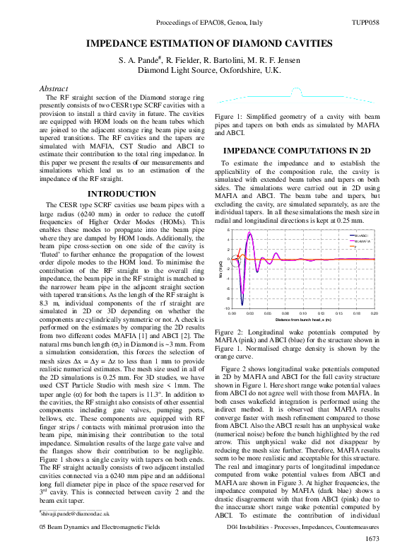 (PDF) IMPEDANCE ESTIMATION OF DIAMOND CAVITIES