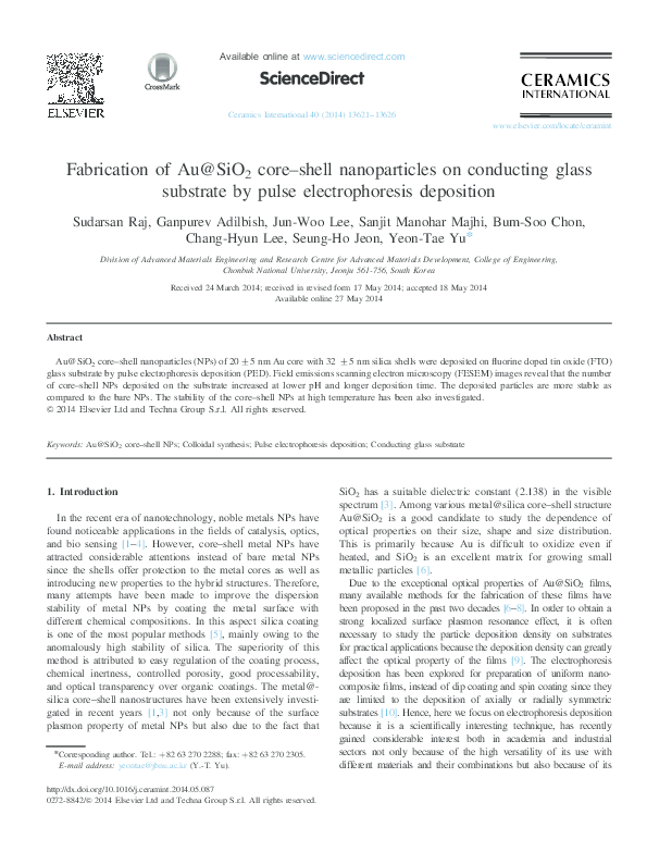 Fabrication of Au@SiO2 core–shell nanoparticles on conducting glass ...