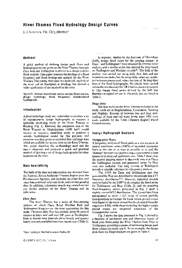 (PDF) River Thames Flood Hydrology Design Curves