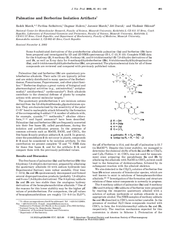 (PDF) Palmatine and berberine isolation artifacts