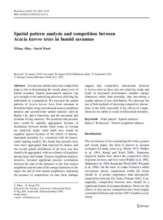 (PDF) Spatial pattern analysis and competition
