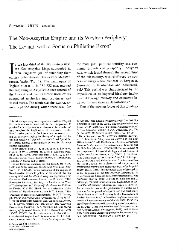 (PDF) The Neo-Assyrian Empire and its Western Periphery: The Levant ...