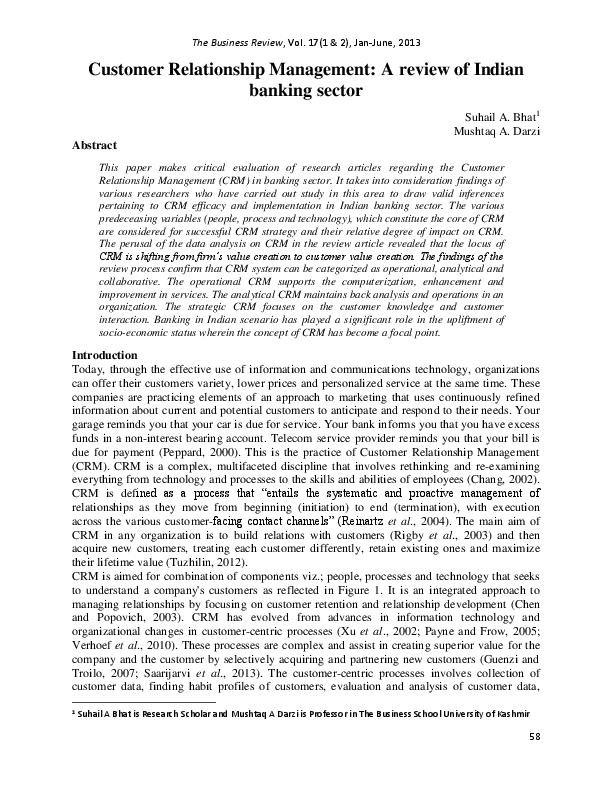 (PDF) Customer Relationship Management: A review of Indian banking sector