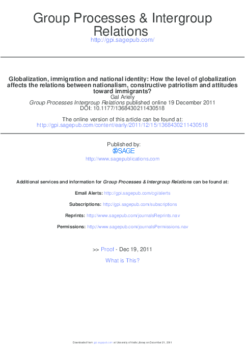 (PDF) Globalization, immigration and national identity: How the level ...
