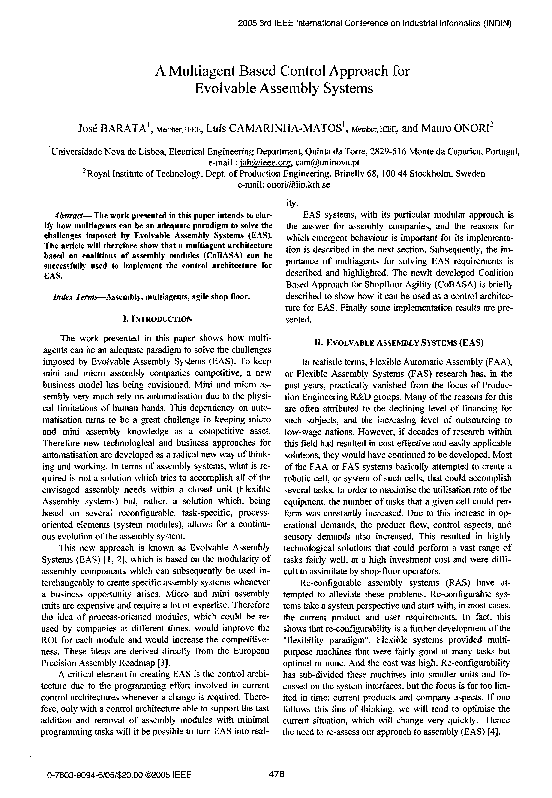(PDF) A Multiagent Based Control Approach for Evolvable Assembly Systems