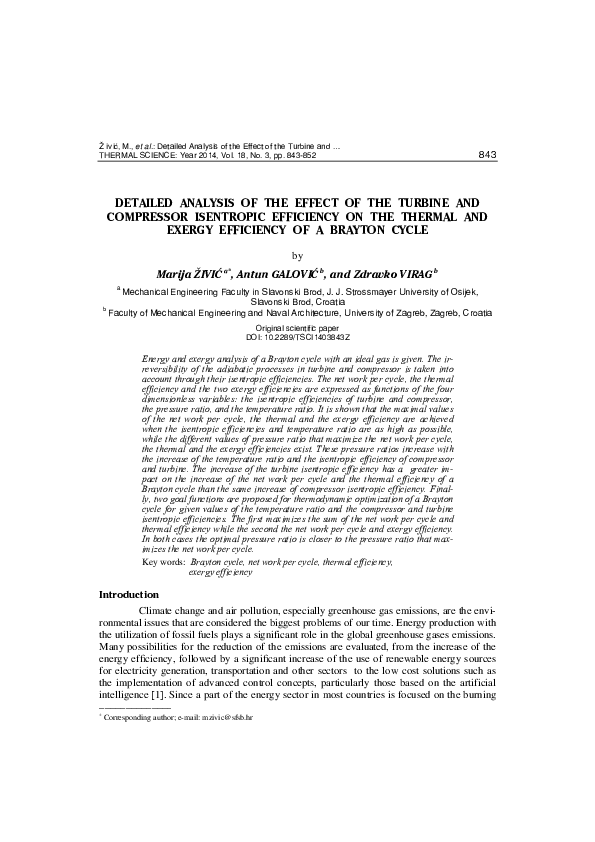 Pdf Detailed Analysis Of The Effect Of The Turbine And Compressor
