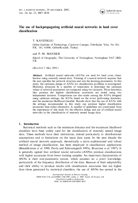 (PDF) The use of backpropagating artificial neural networks in land ...