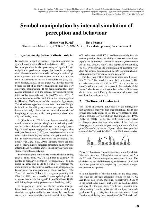 (PDF) Symbol manipulation by internal simulation of perception and behaviour