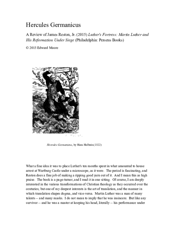 Hercules Germanicus (Luther's Fortress, by James Reston, Jr.)