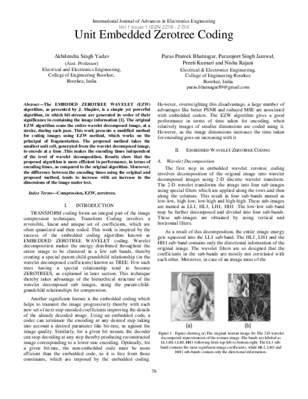 Pdf Unit Embedded Zerotree Coding